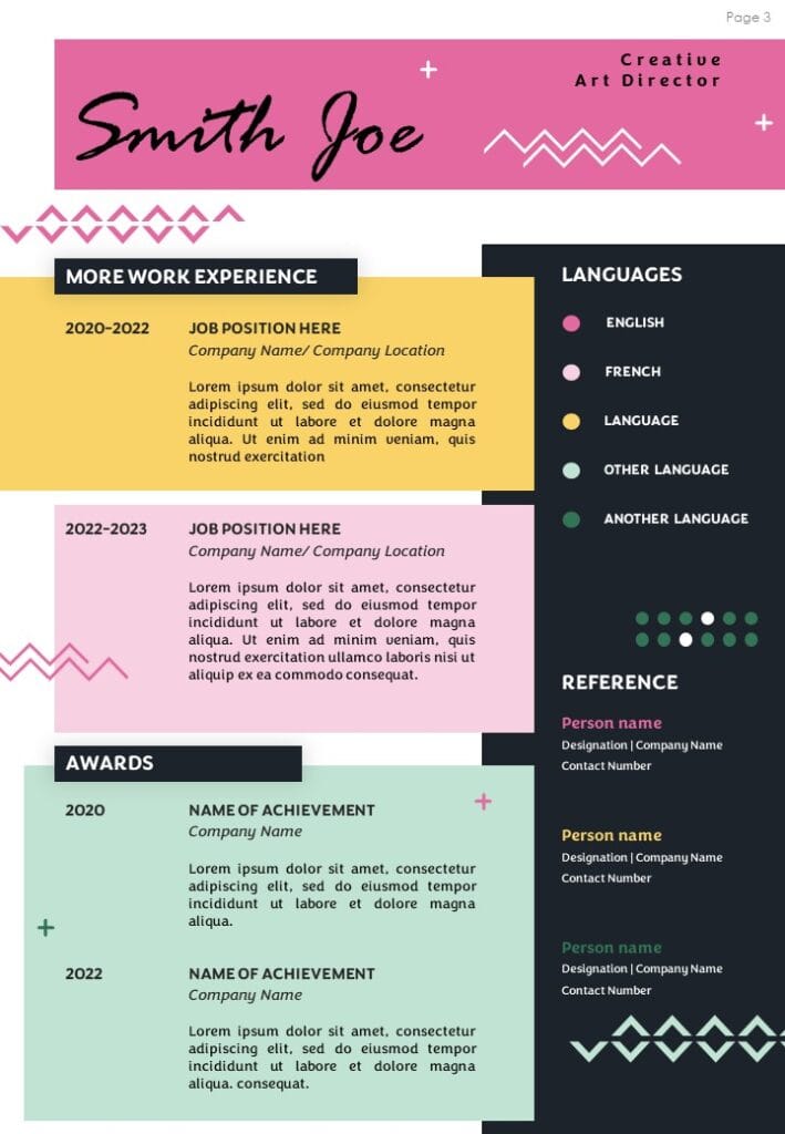 Creative Art Director Resume Templates and Google Slides