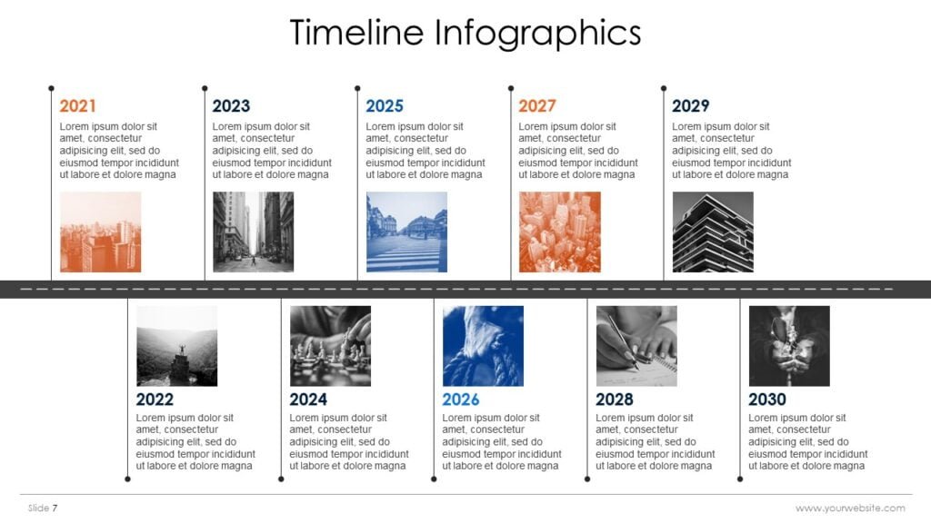 Modern Timeline Infographics | SlidesBrain