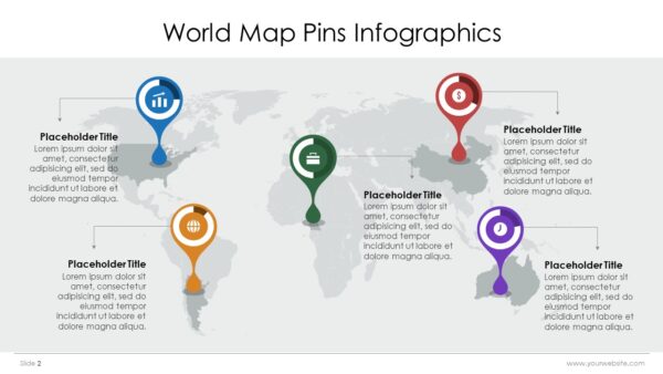 World Map Pins Presentation Templates and Google Slides