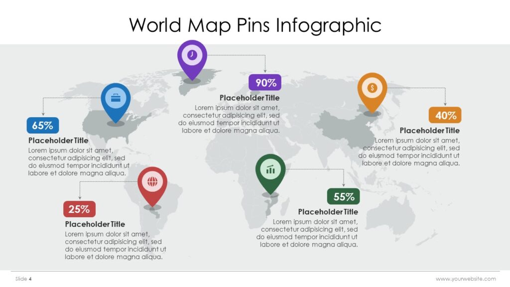 World Map Pins Presentation Templates and Google Slides