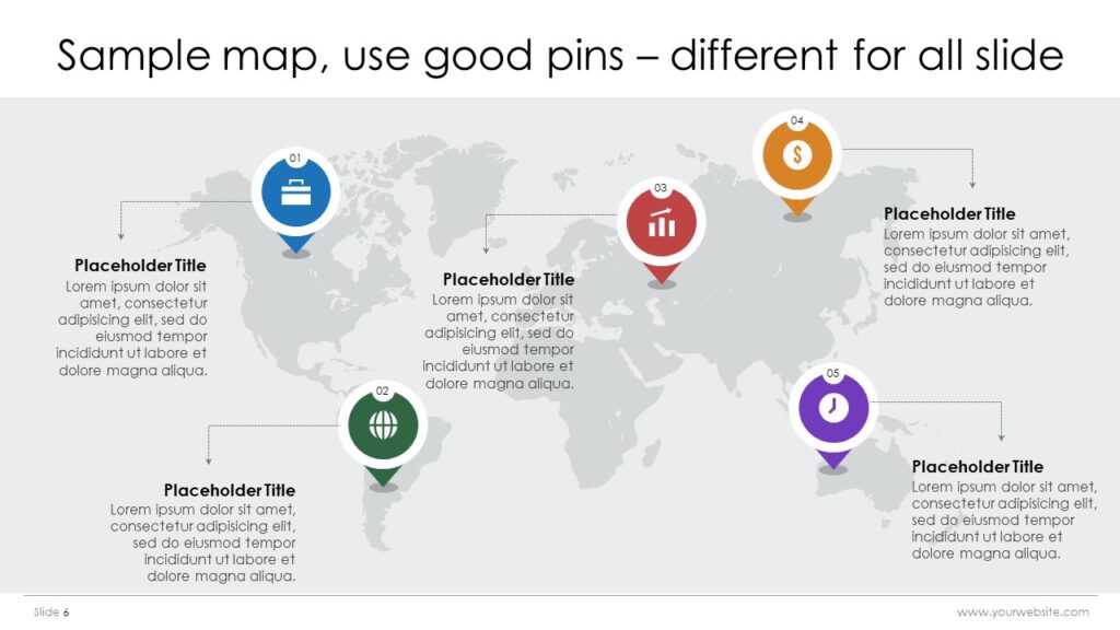 World Map Pins Presentation Templates and Google Slides