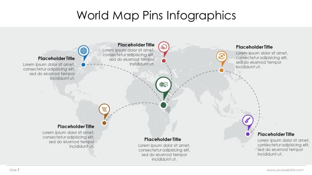 World Map Pins Presentation Templates and Google Slides