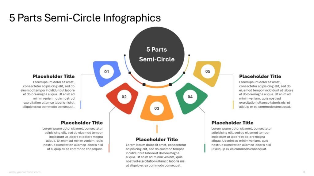 5 Parts Semi Circle Infographics | SlidesBrain