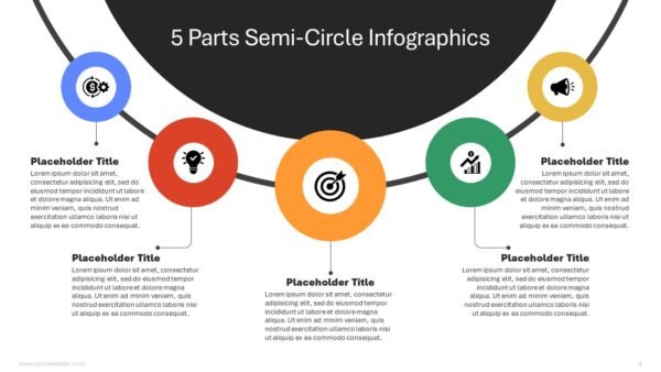 5 Parts Semi Circle Infographics | SlidesBrain