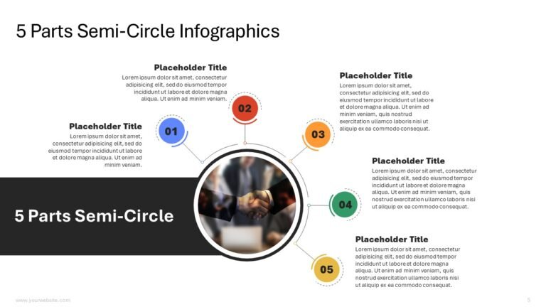 5 Parts Semi Circle Infographics | SlidesBrain