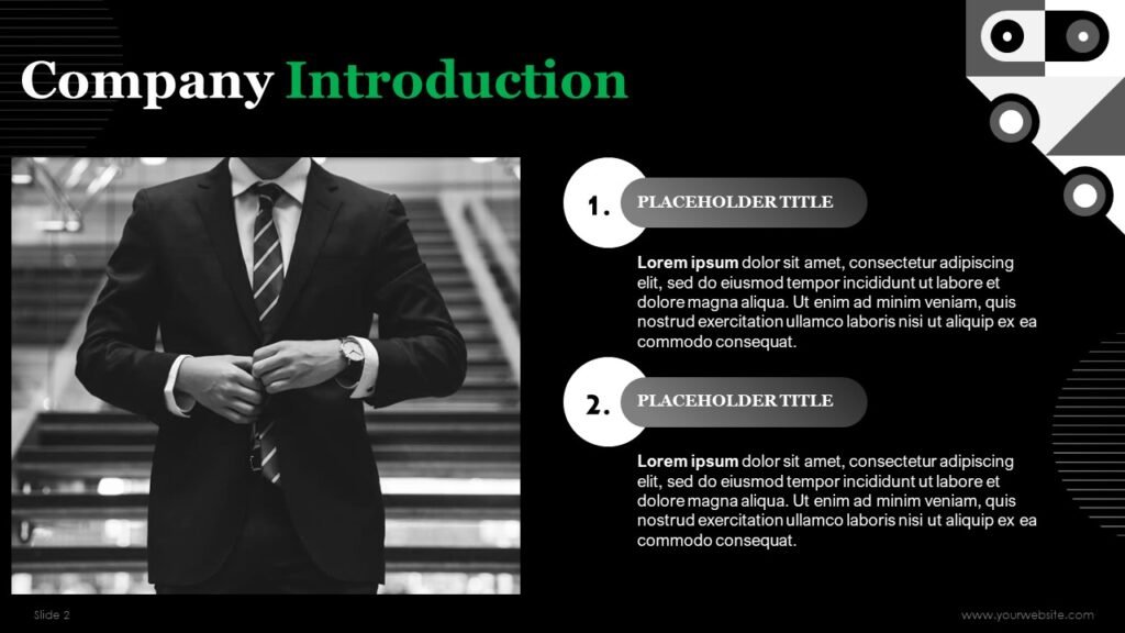 Black and White Geometric PPT Template | SlidesBrain
