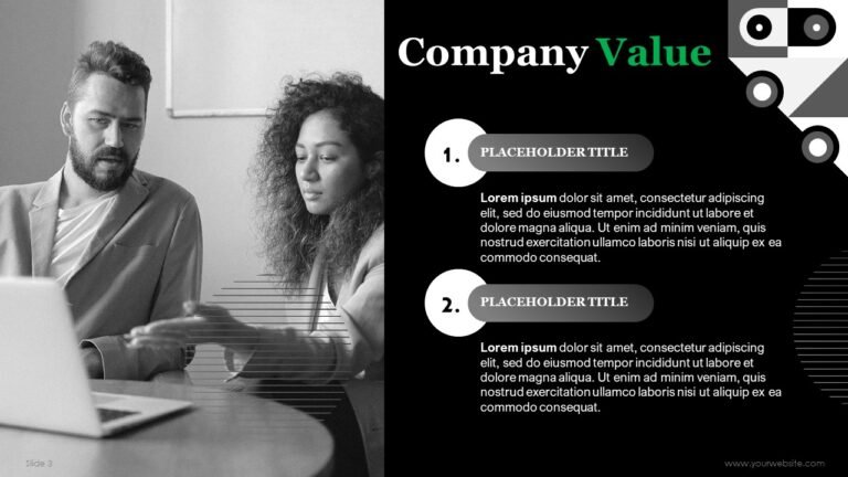 Black and White Geometric PPT Template | SlidesBrain