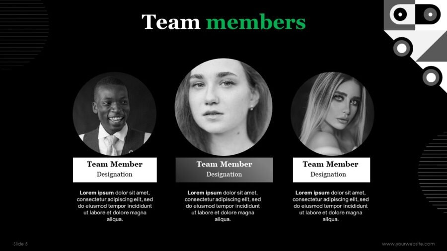 Black and White Geometric PPT Template | SlidesBrain