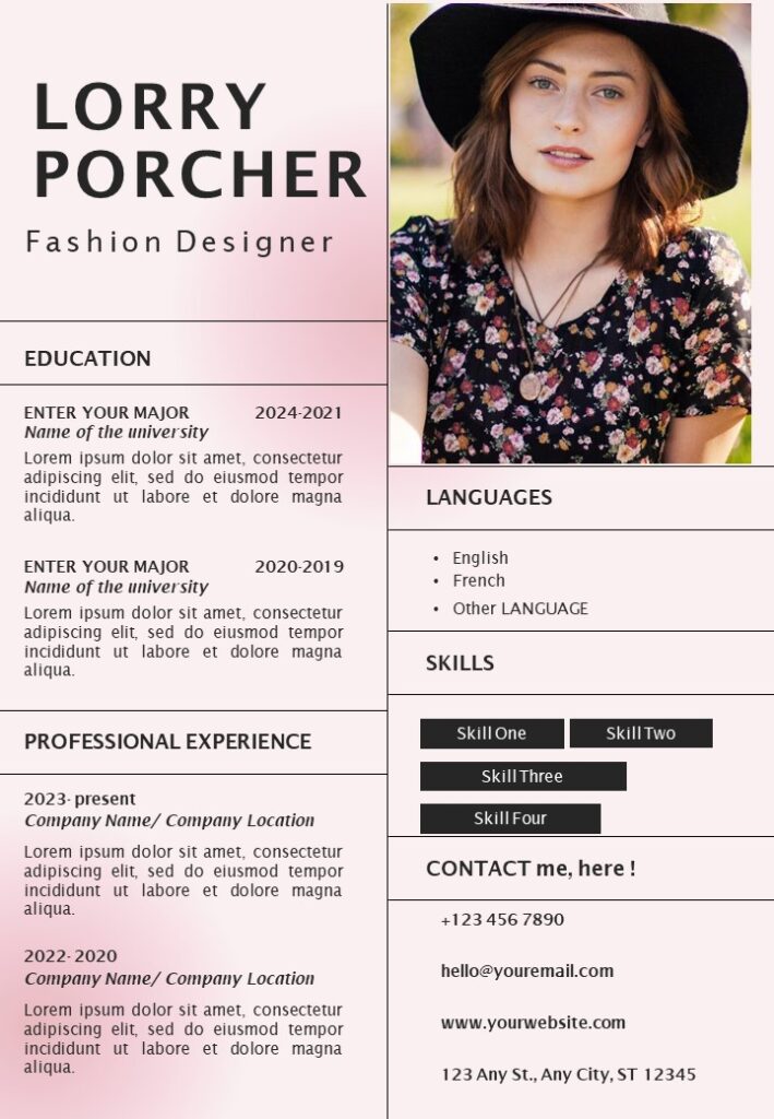 Fashion Designer Resume Presentation and Google Slides