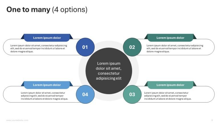 One to many 4 options Infographics - Slidesbrain