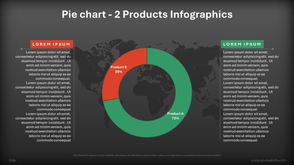 Pie Chart Infographics Dark Mode Templates