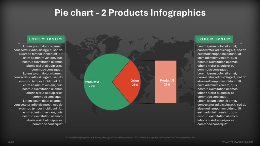 Pie Chart Infographics Dark Mode Templates