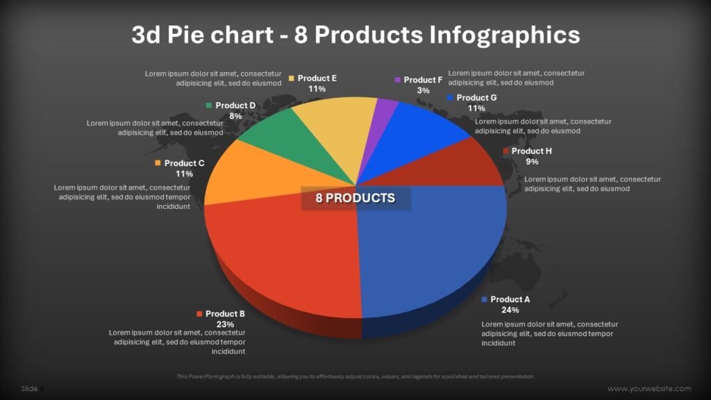 Pie Chart Infographics Dark Mode Templates