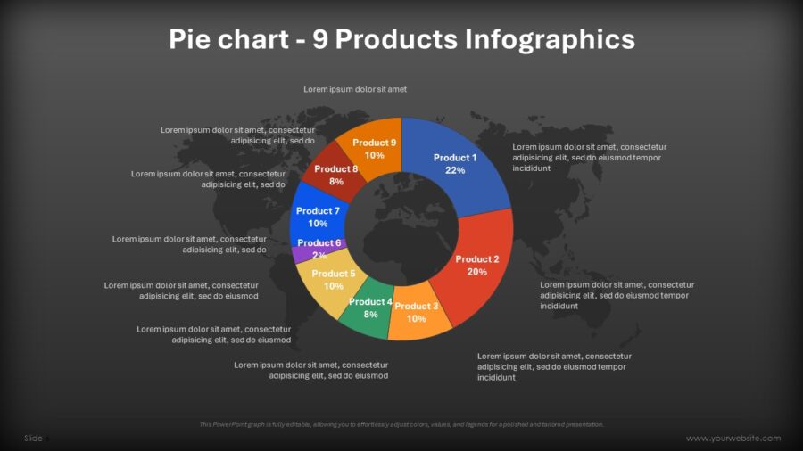 Pie Chart Infographics Dark Mode Templates