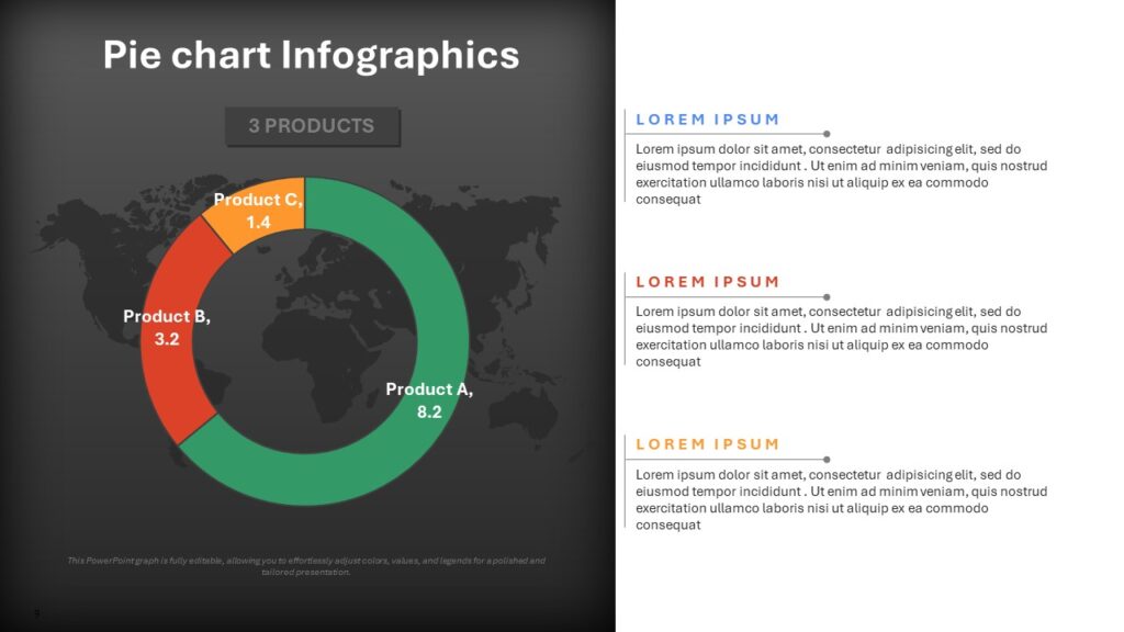 Pie Chart Infographics Dark Mode - SlidesBrain LTD