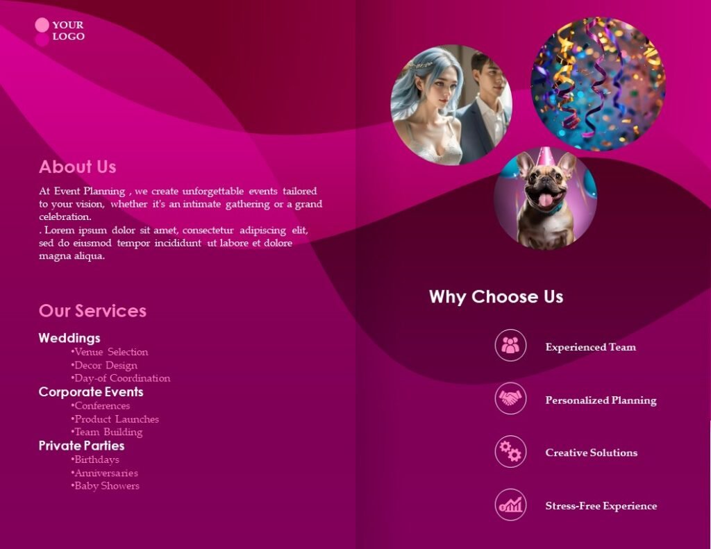Event Planner Business Brochure Templates and Google Slides