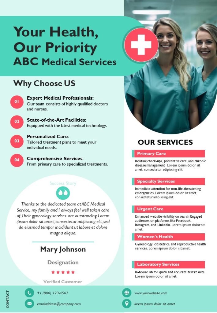 Medical Services Case Study Flyer Template and Google Slides