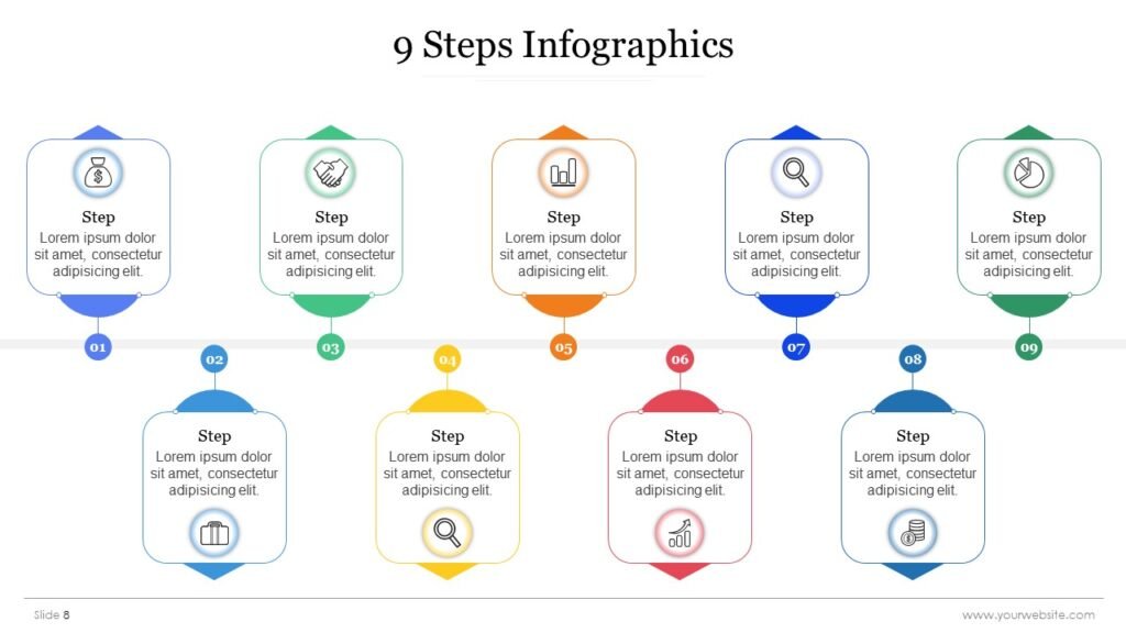 9 Steps Infographics Presentation Templates and Google Slides