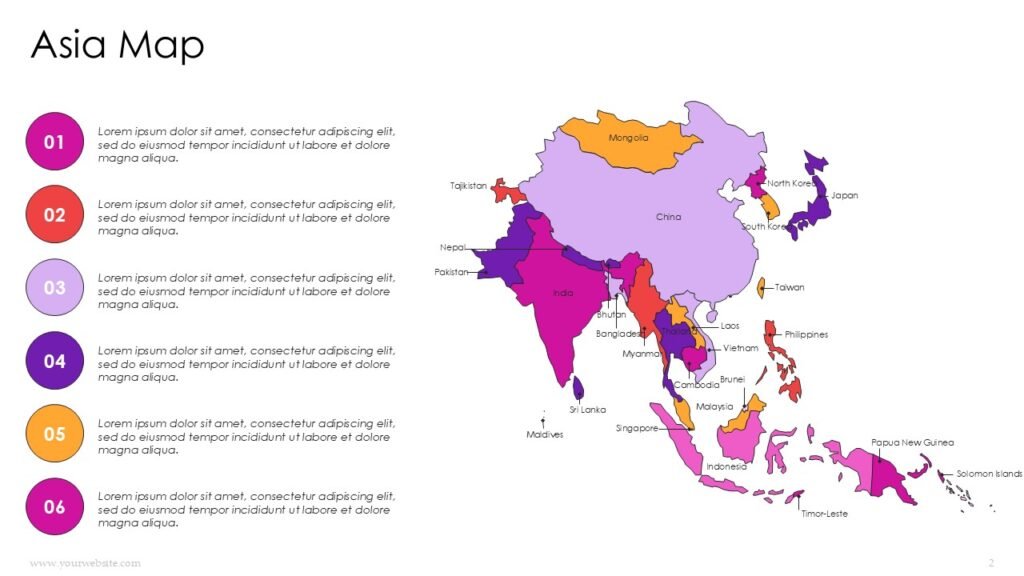 Asia Map Presentation Templates and Google Slides | SlidesBrain