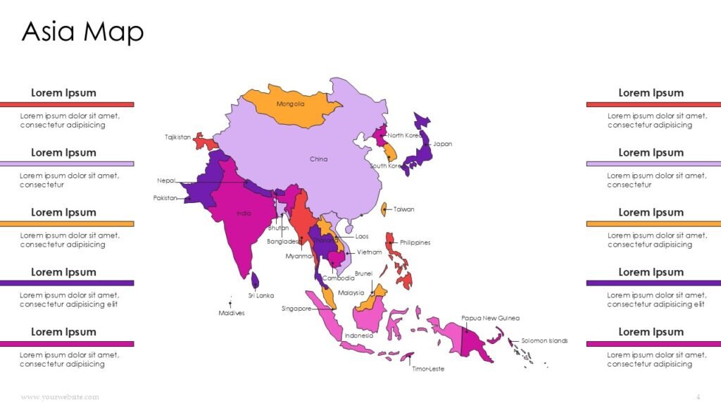 Asia Map Presentation Templates and Google Slides | SlidesBrain