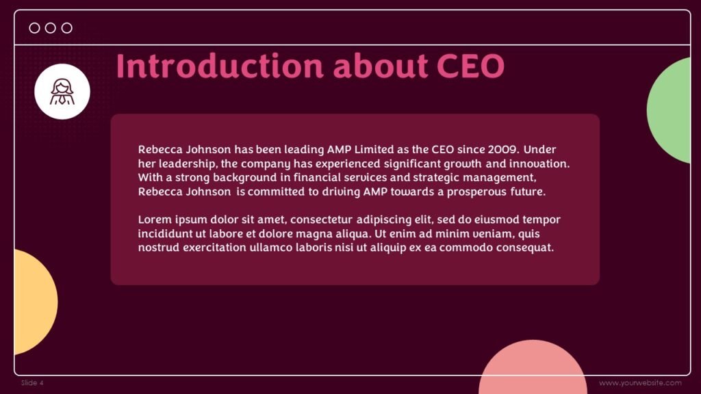 CEO Biography Presentation Templates and Google Slides