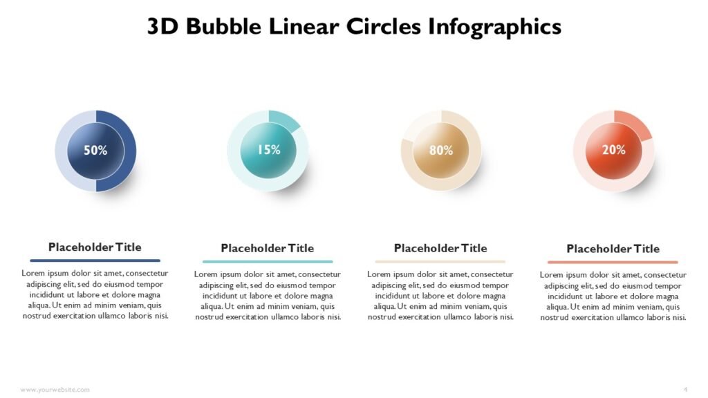 3D Bubble Linear Circle Infographics Powerpoint Template