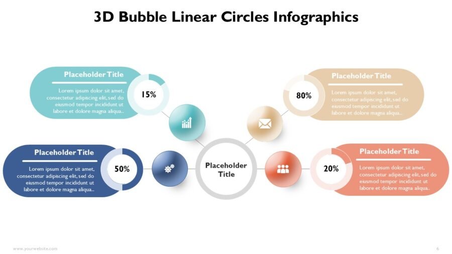 3D Bubble Linear Circle Infographics Powerpoint Template