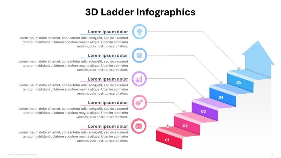 3D Ladder Editable Infographics Powerpoint Template