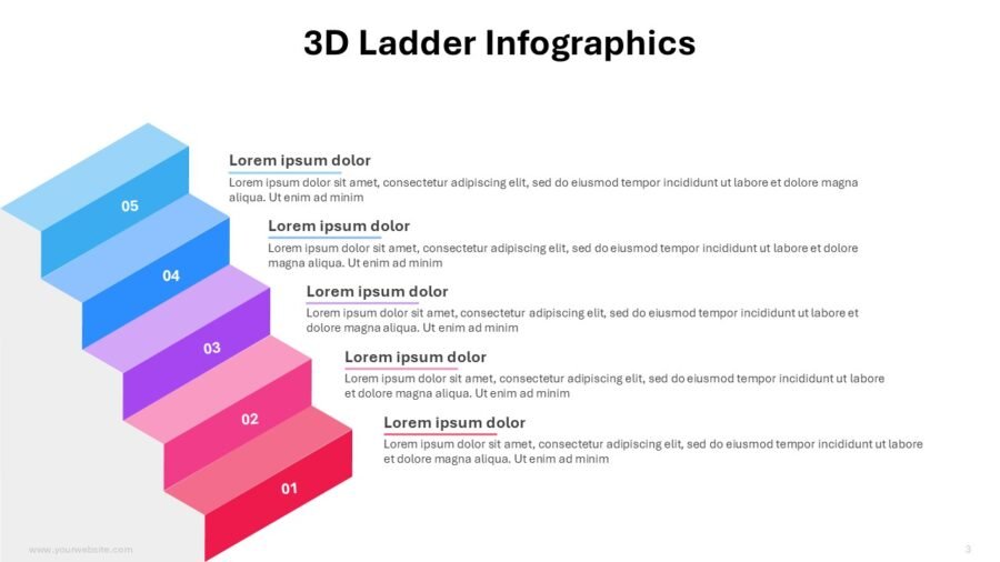 3D Ladder Editable Infographics Powerpoint Template