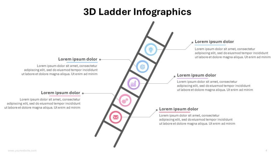 3D Ladder Editable Infographics Powerpoint Template