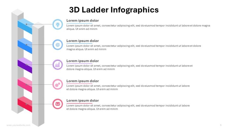 3D Ladder Editable Infographics Powerpoint Template