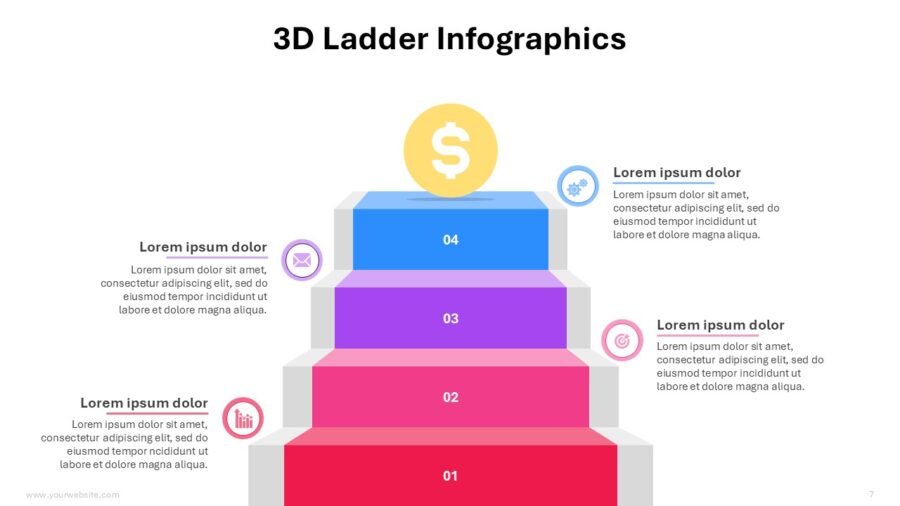 3D Ladder Editable Infographics Powerpoint Template