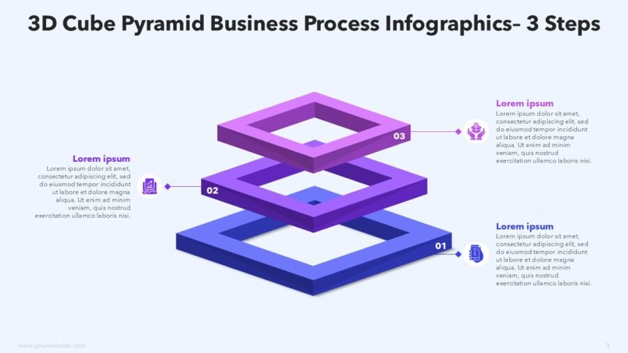 3D Cube Pyramid Business Process Steps 2 to 10 Infographics PowerPoint ...