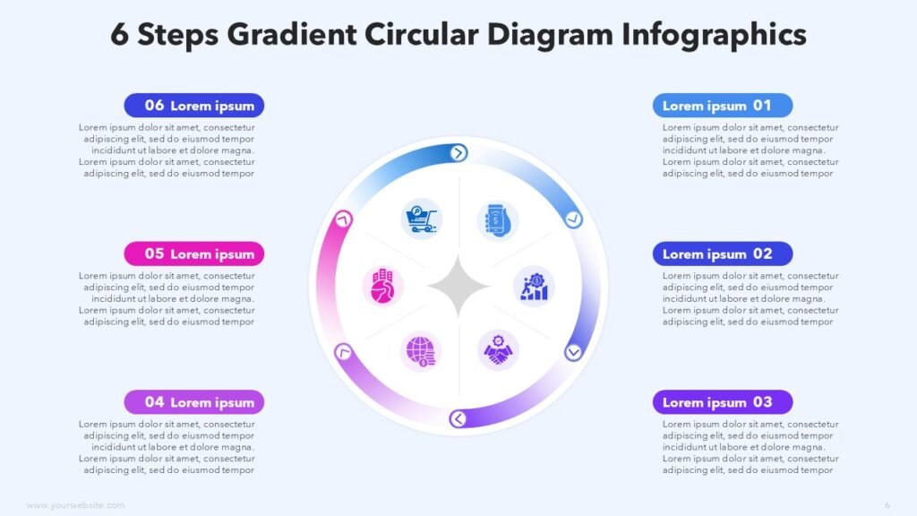 Gradient Circular Diagram Steps 2 to 10 Infographics PowerPoint Templates