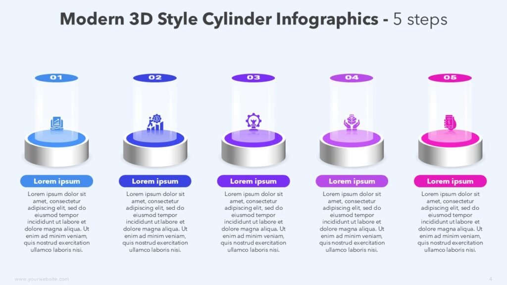 Modern 3D Style Cylinder Infographics PowerPoint and Google Slides ...