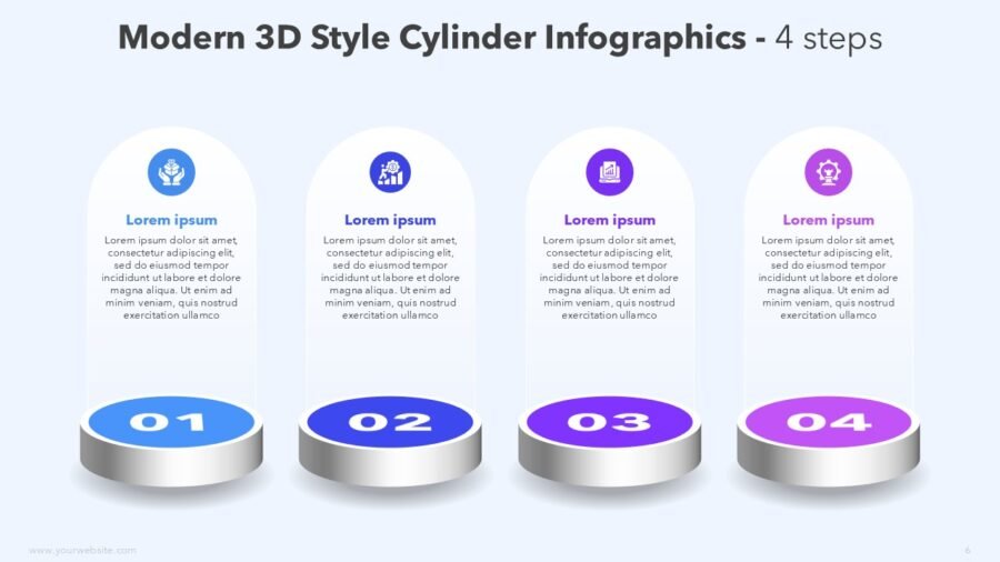 Modern 3D Style Cylinder Infographics PowerPoint and Google Slides ...