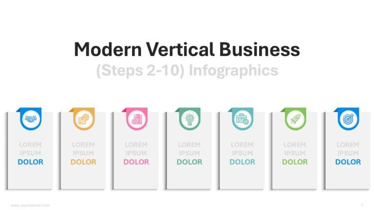 Modern Vertical Business Infographics Steps 2 to10 PowerPoint and ...