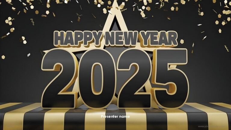 Happy New Year 2025 Business Strategy Presentation PowerPoint Template ...