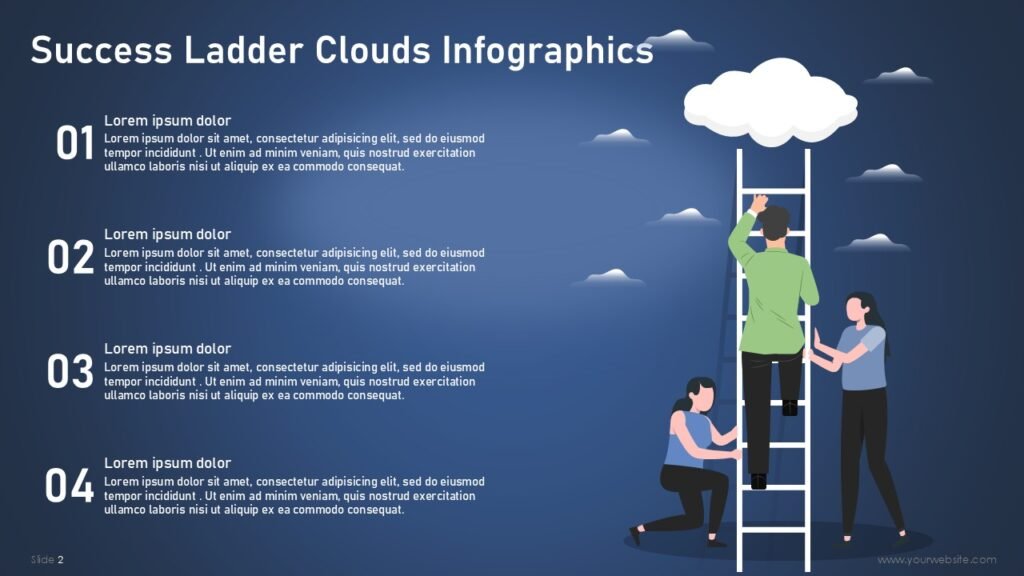 Success Ladder Clouds Infographics PowerPoint Templates