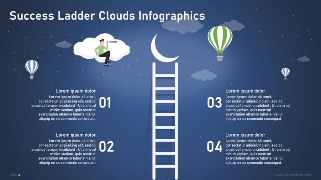Success Ladder Clouds Infographics PowerPoint Templates