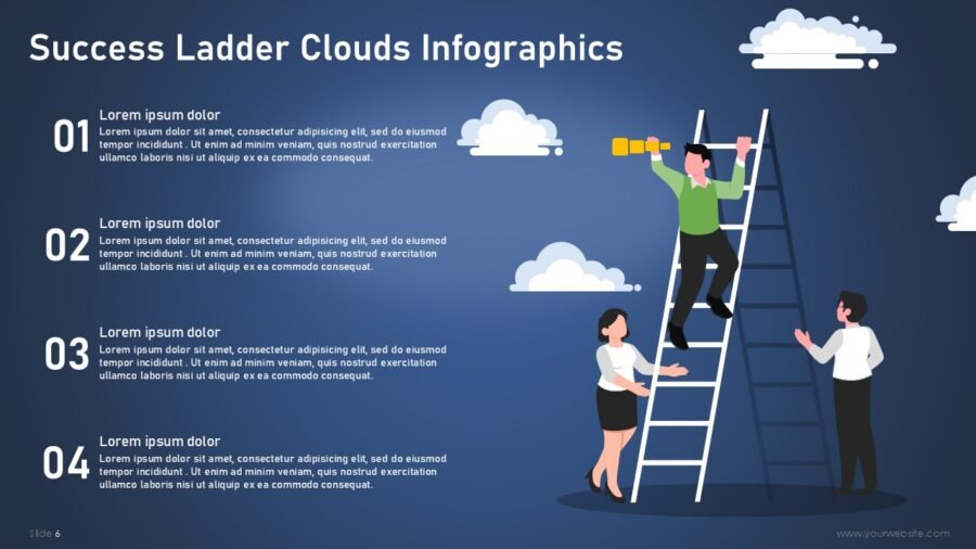 Success Ladder Clouds Infographics PowerPoint Templates