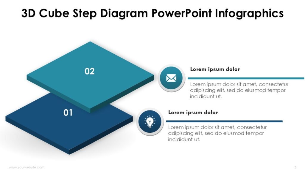 3D Cube Steps 2 to 10 Diagram PowerPoint Infographics Template