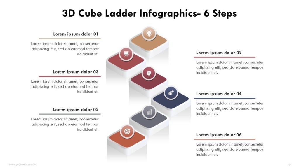 3D Ladder Steps 2 to 10 PowerPoint Infographics Templates