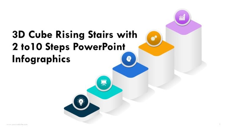 3D Rising Stairs with 2 to10 Steps PowerPoint Infographics