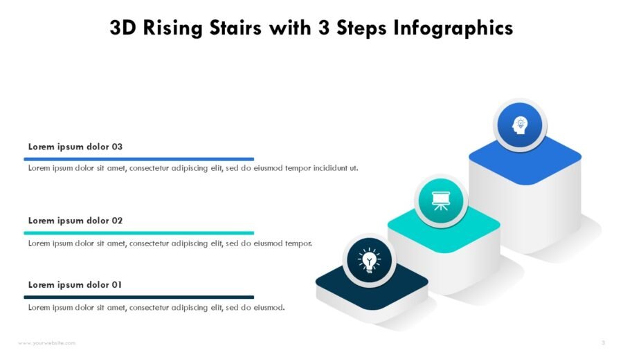 3D Rising Stairs with 2 to10 Steps PowerPoint Infographics
