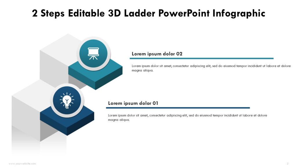 Editable 3D Ladder Steps 2 to 10 PowerPoint Infographics