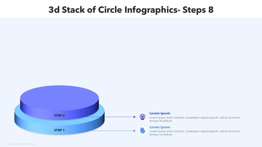 3d Stack of Circle Steps 2 to 8 PowerPoint Infographics