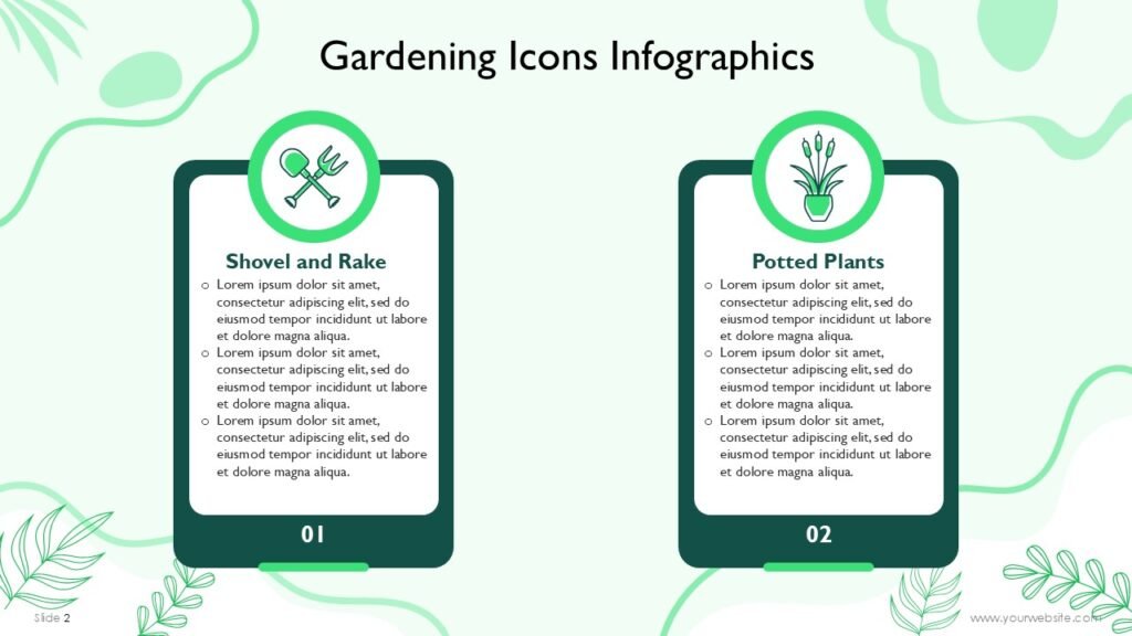 Gardening Icons 2 to 8 Steps PowerPoint Infographics