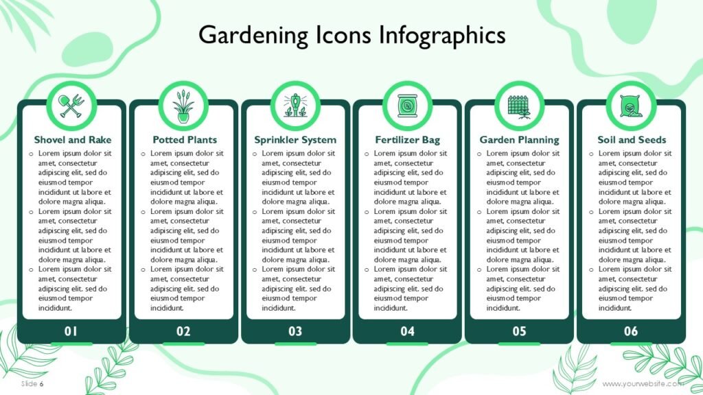 Gardening Icons 2 to 8 Steps PowerPoint Infographics
