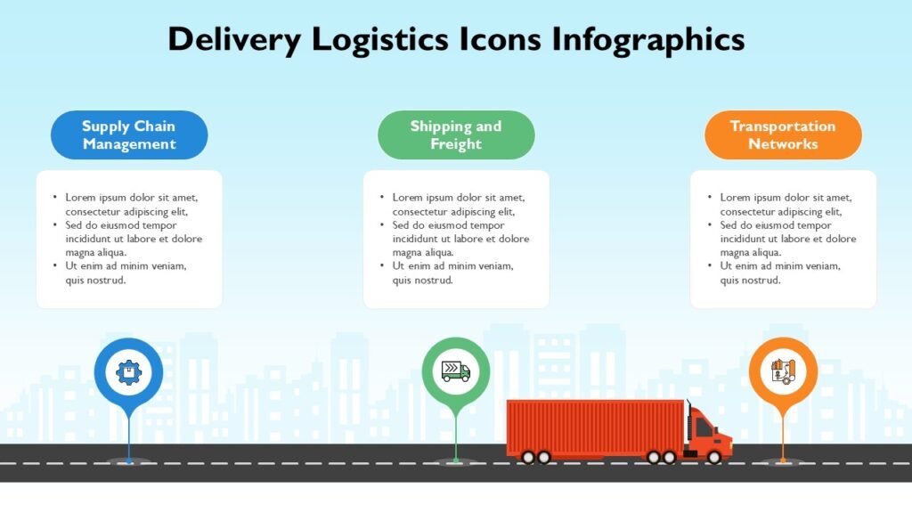 Delivery Logistics Icons PowerPoint Infographics Templates